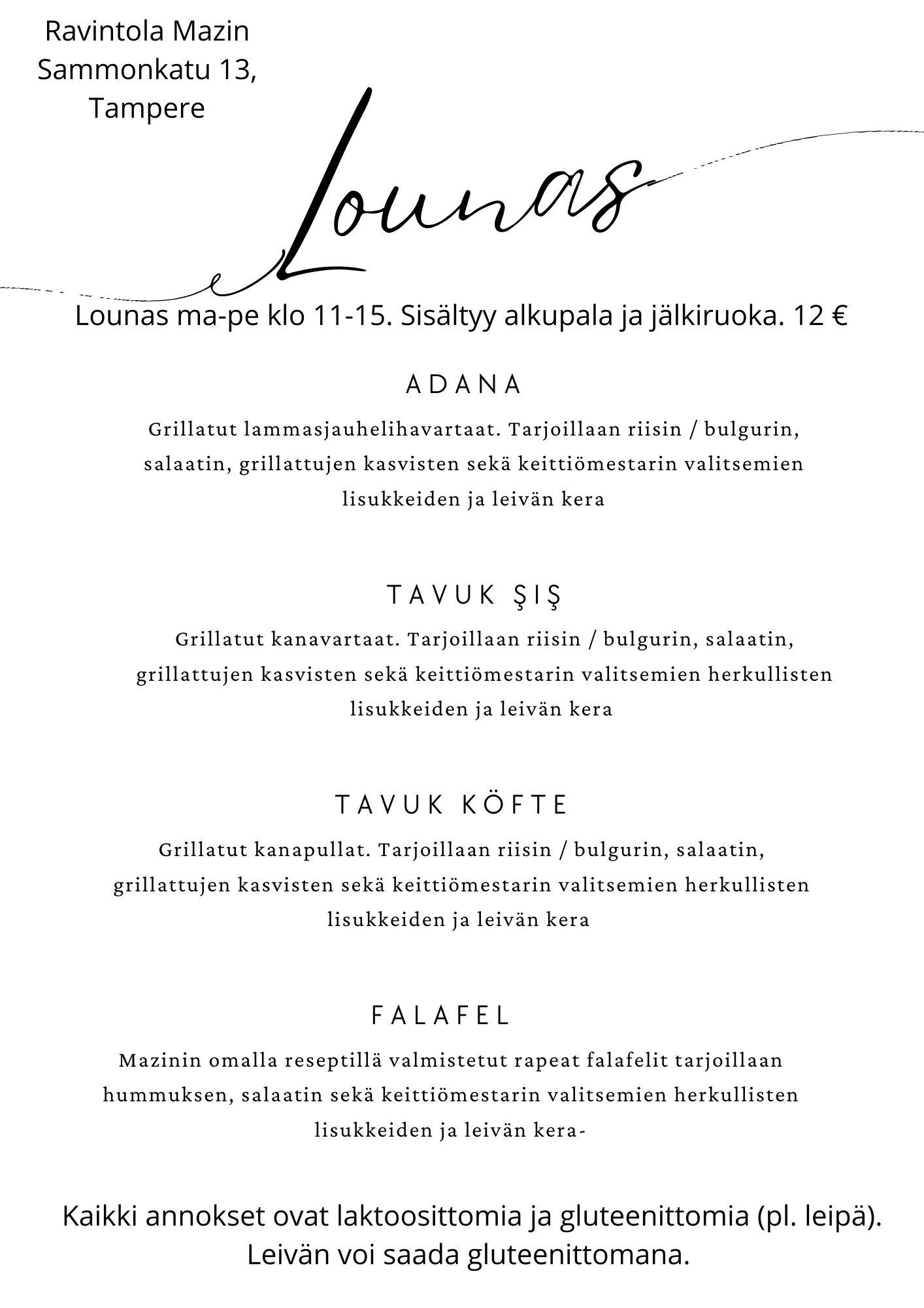 lounaslista – Ravintola mazin